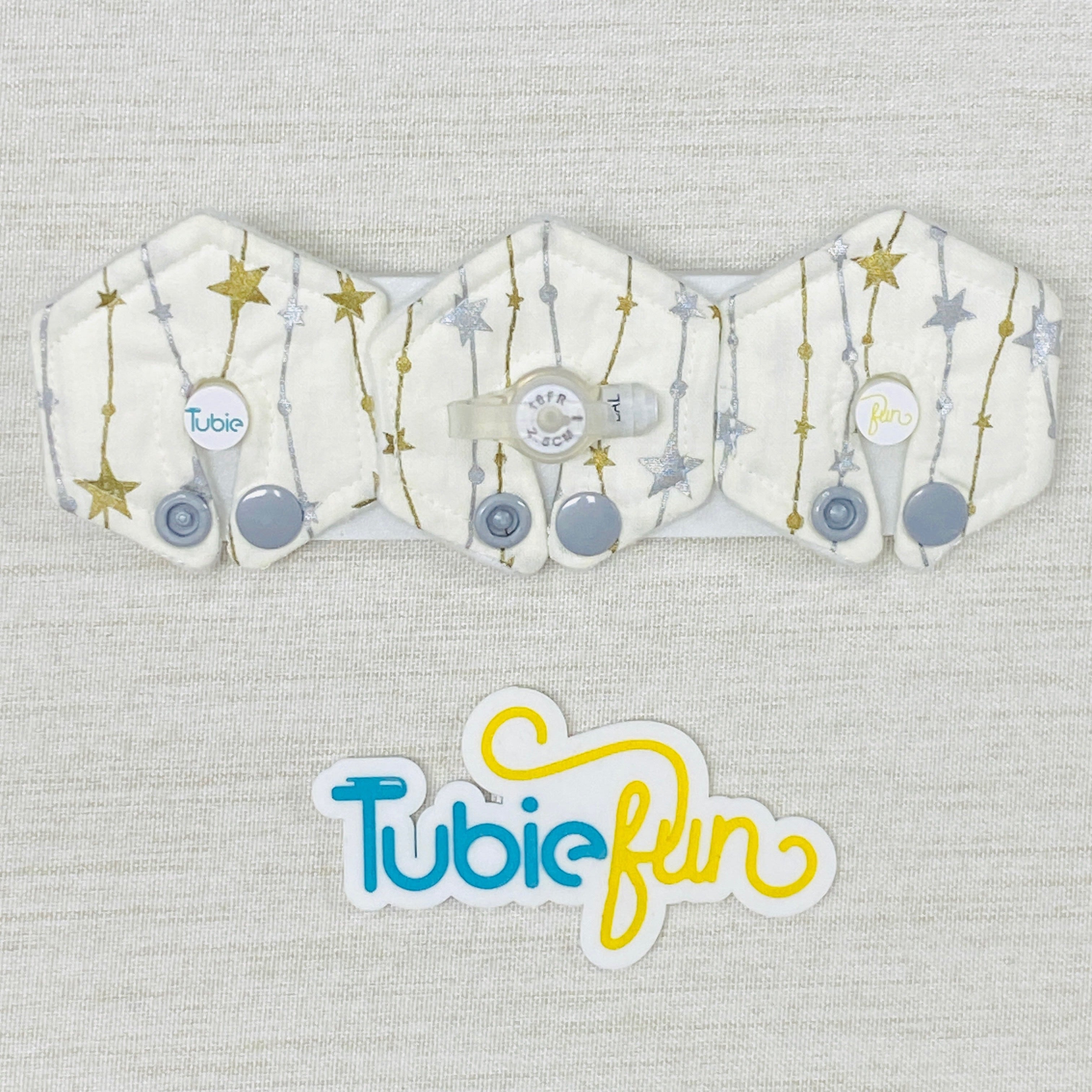 Mini Hexagon G-Tube Button Pad Cover - Silver and Gold Stars – Tubie Fun