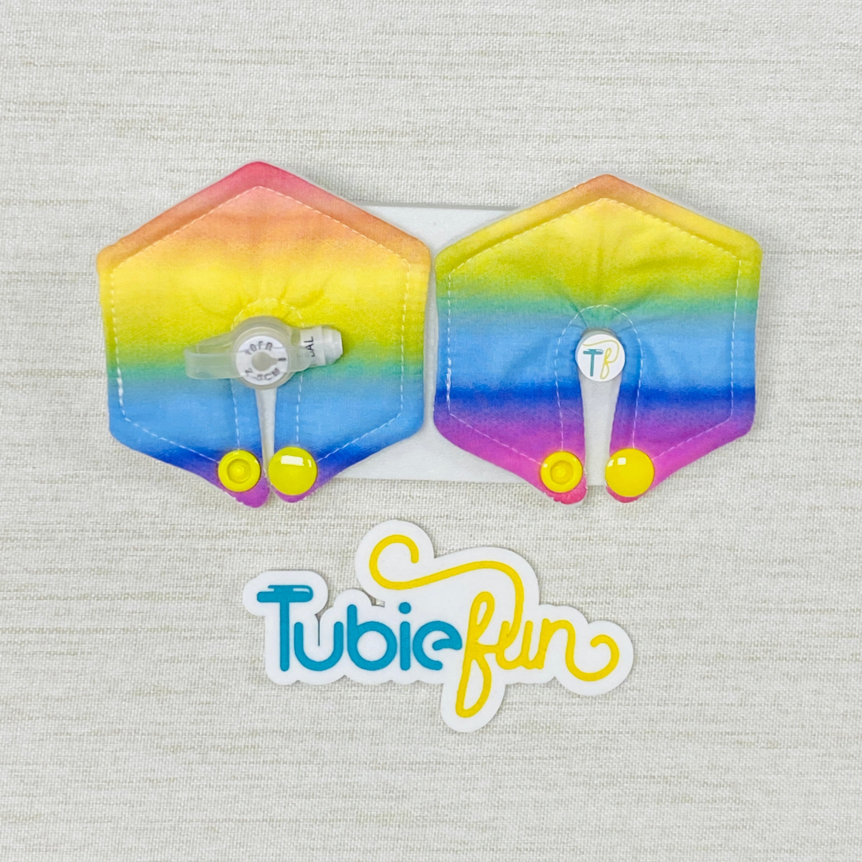 Hexagon G-Tube Button Pad Cover - Yellow Rainbow – Tubie Fun