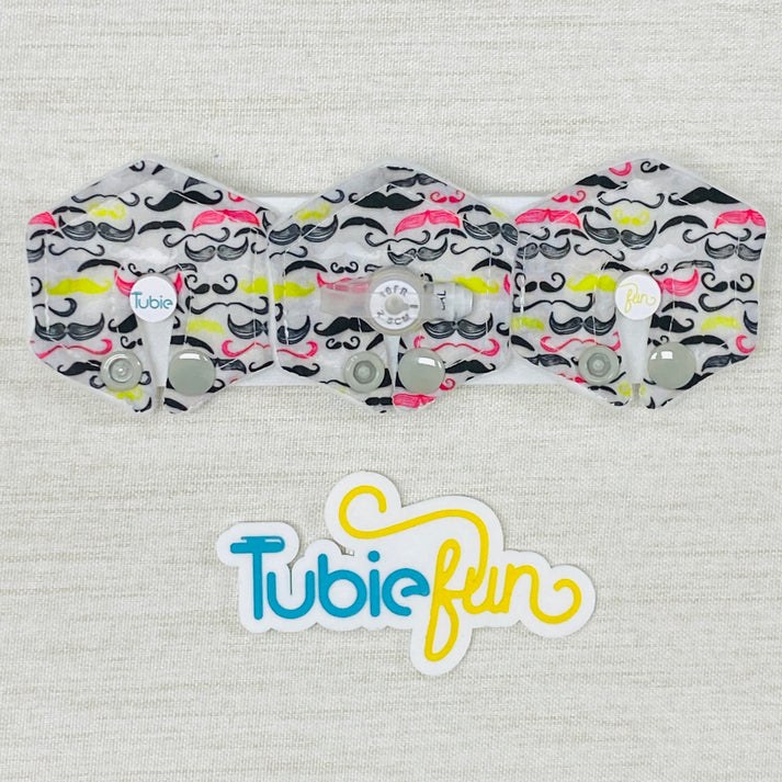 Mini Hexagon G-Tube Button Pad Cover - Moustaches – Tubie Fun