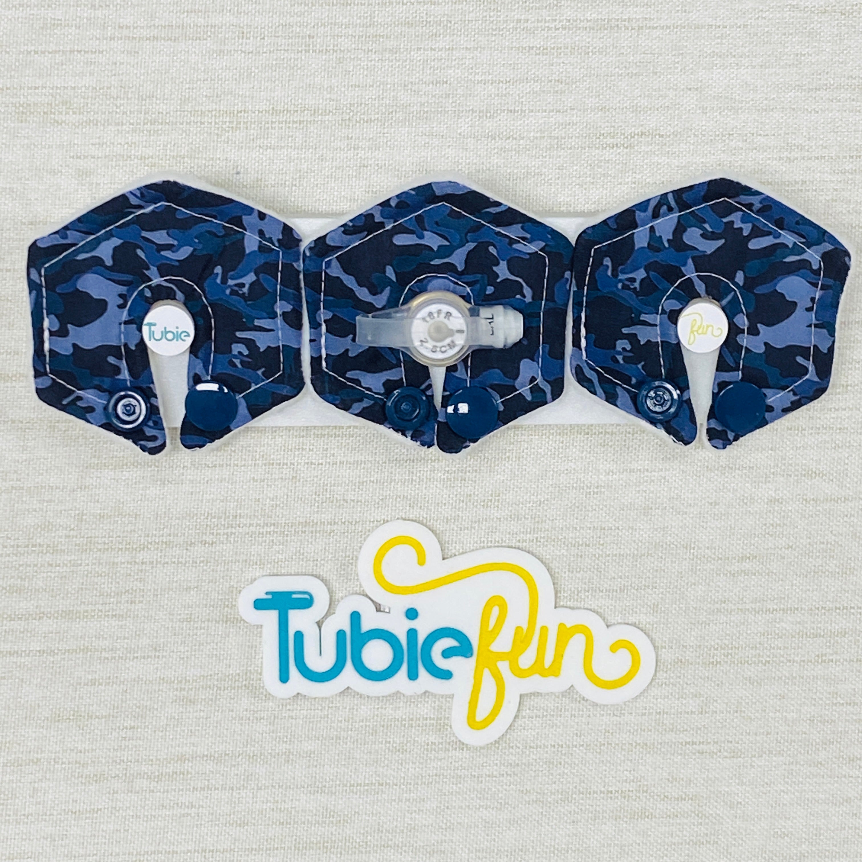 Mini Hexagon G-Tube Button Pad Cover - Blue Camo – Tubie Fun
