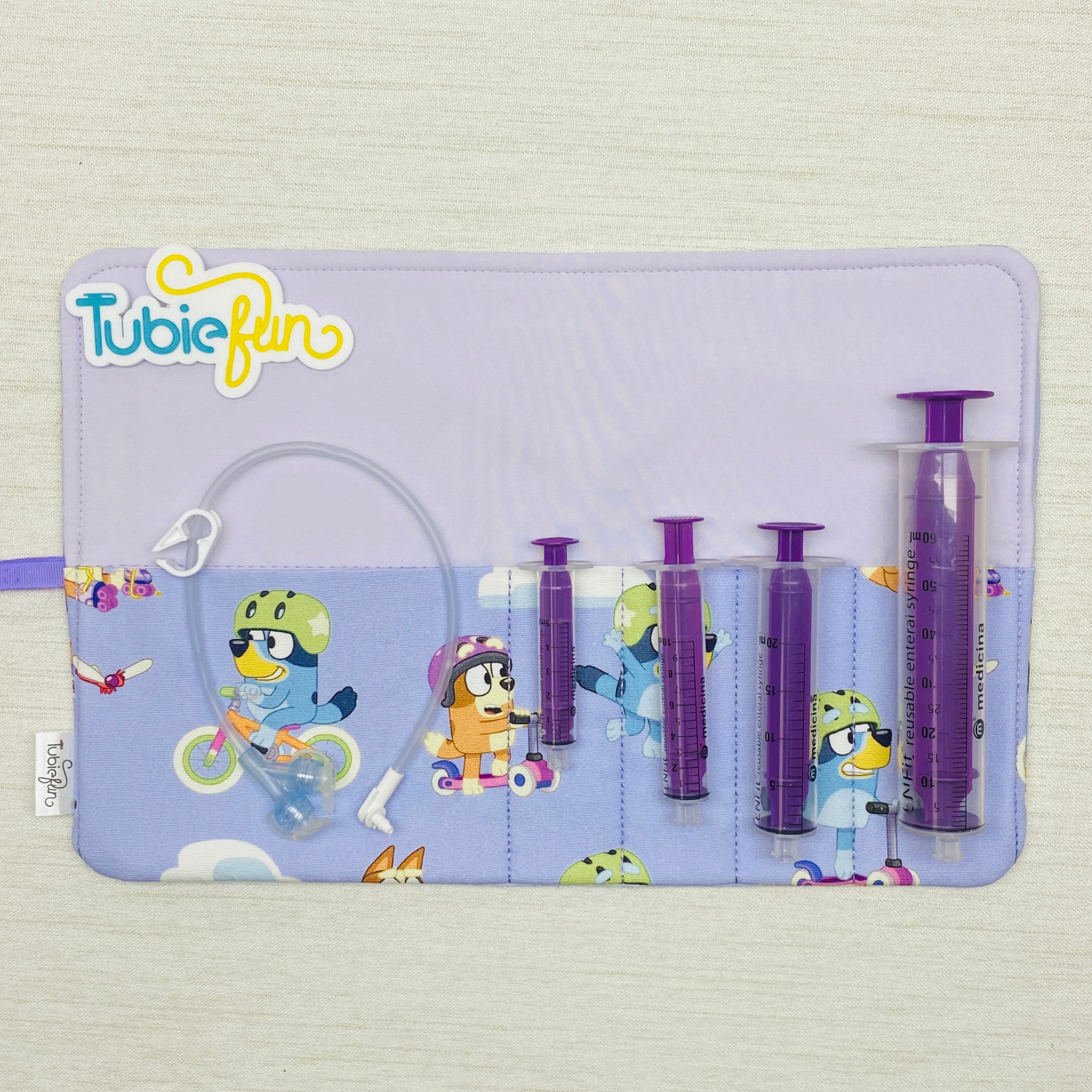 Syringe Roll - Heeler Sisters on Purple – Tubie Fun