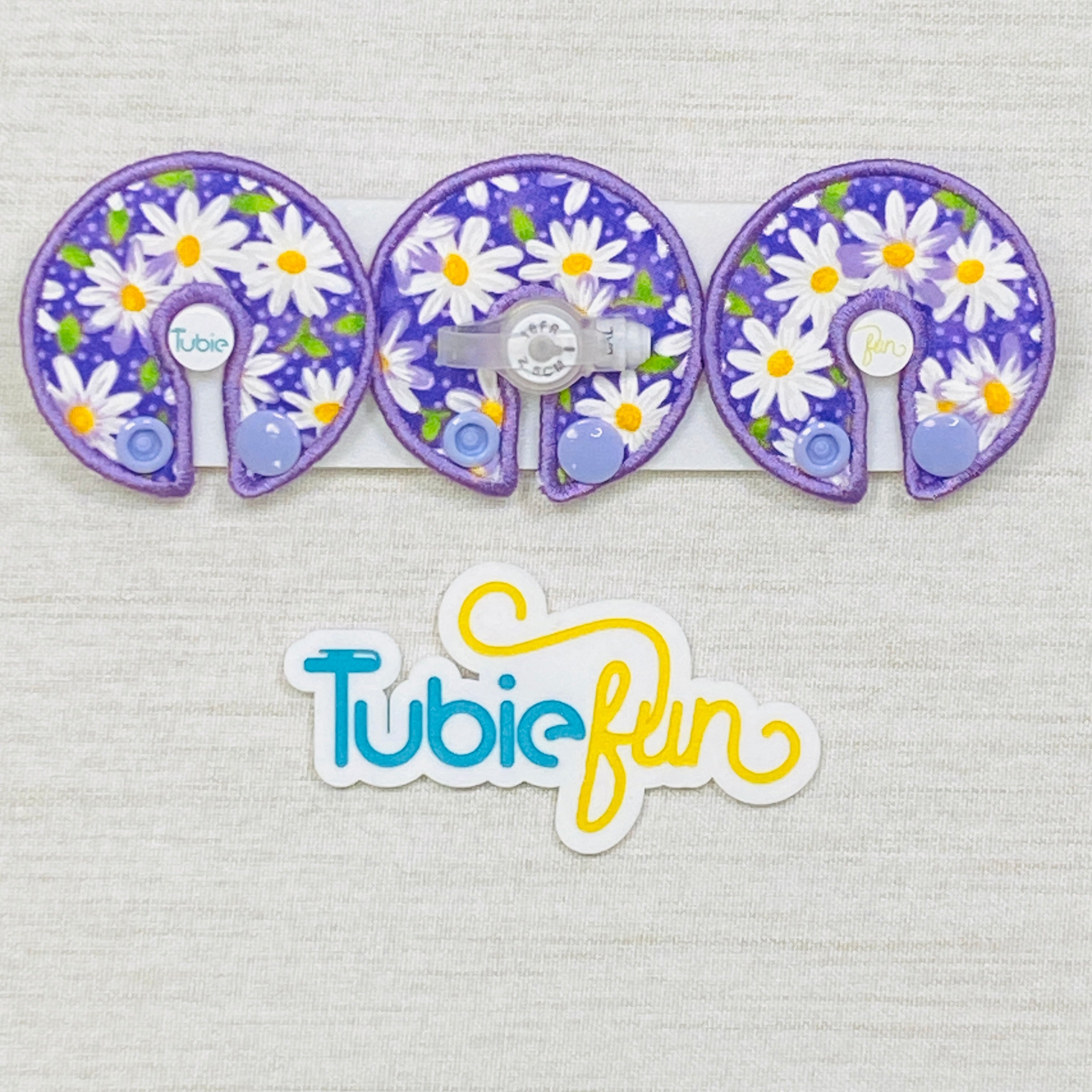 G-Tube Button Pad Cover - Daises on Purple – Tubie Fun