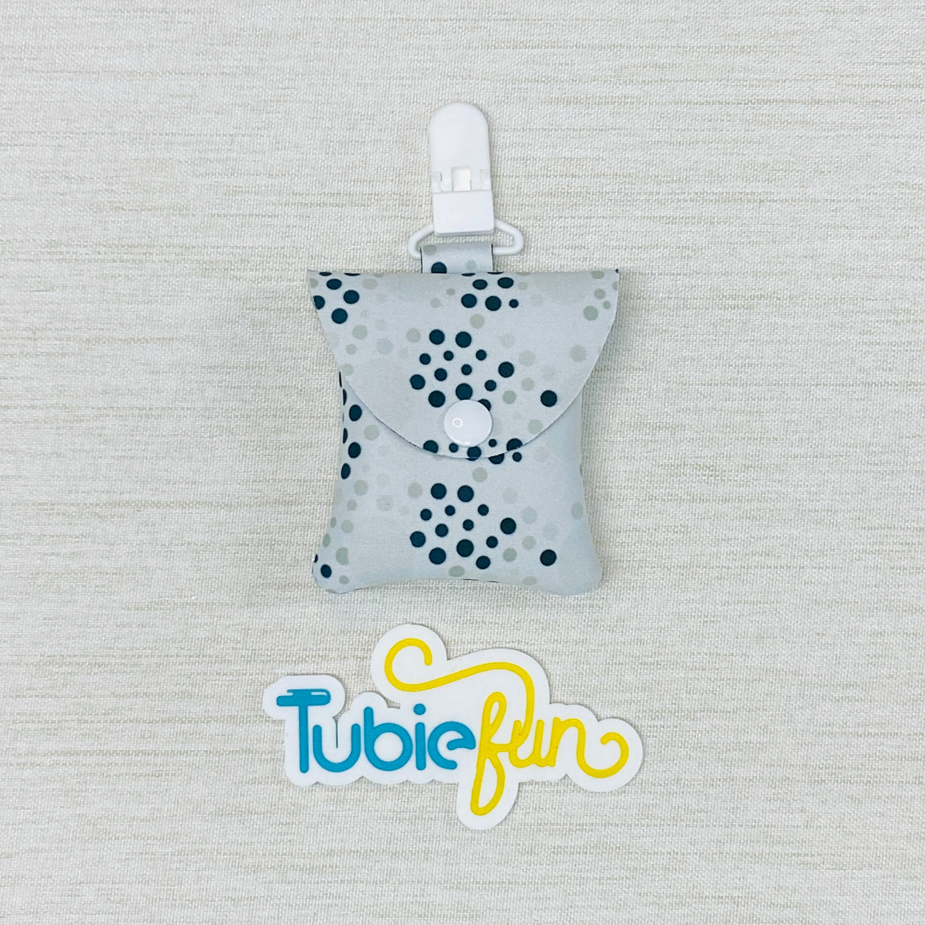 Neoprene Tubing Pouch - Black and Grey Dots – Tubie Fun