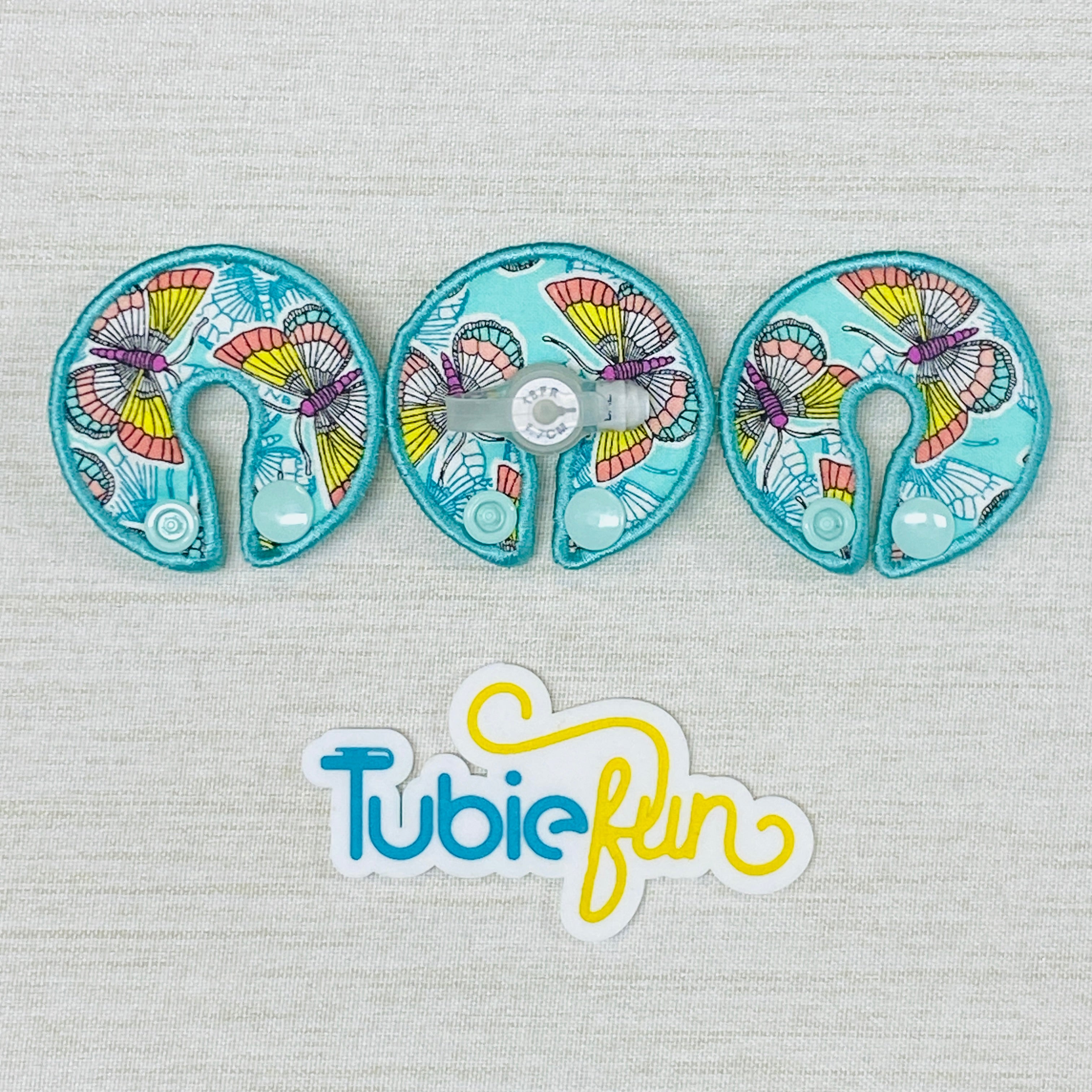 G-Tube Button Pad Cover - Coloured Butterflies – Tubie Fun