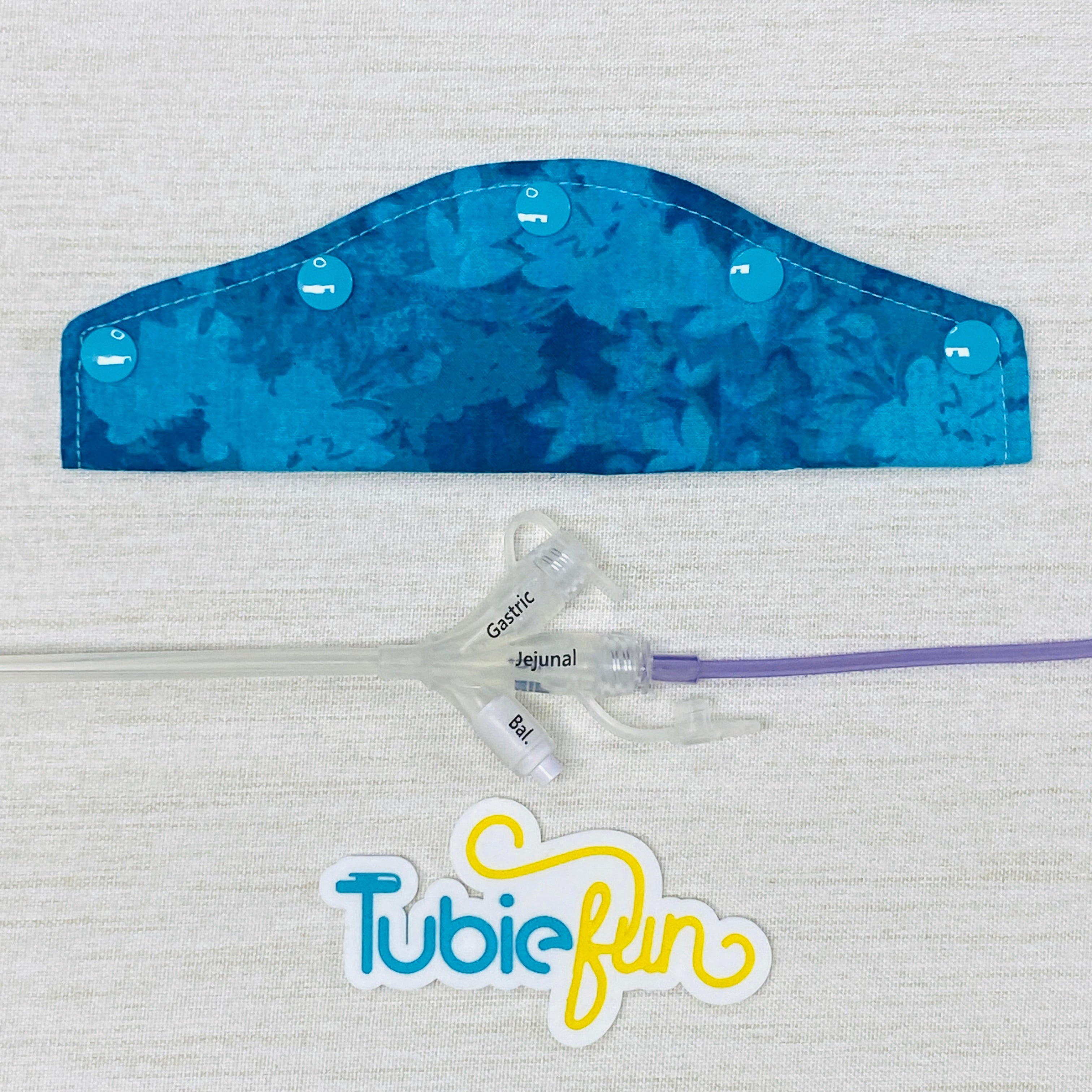 Large Feeding Tube Connection Cover - Turquoise Flowers – Tubie Fun