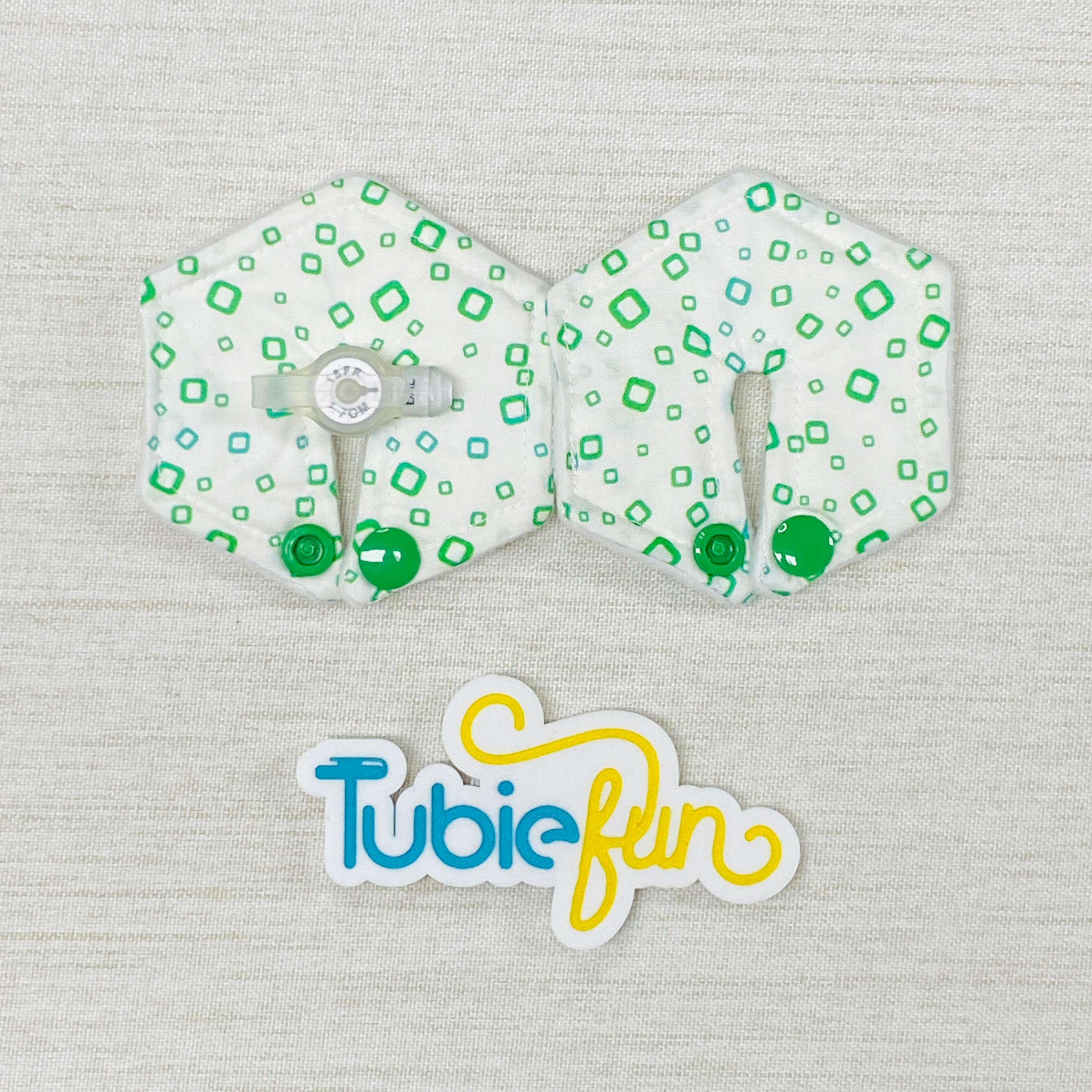 Hexagon G-Tube Button Pad Cover - Green Squares – Tubie Fun