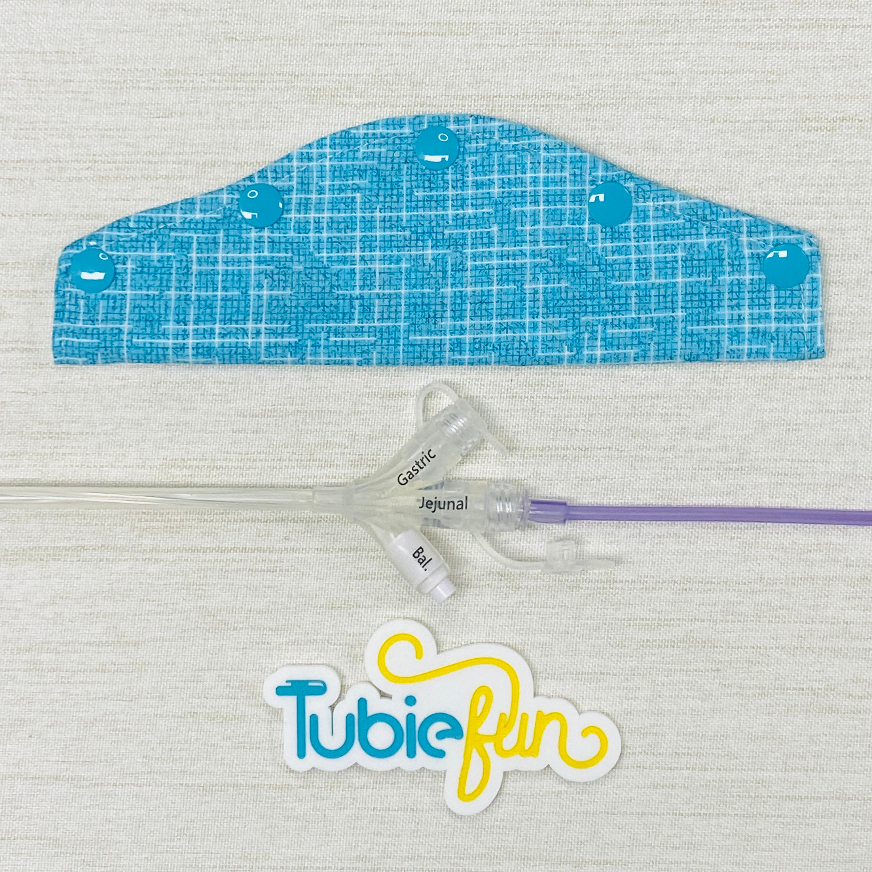 Large Feeding Tube Connection Cover - Blue Patterned – Tubie Fun