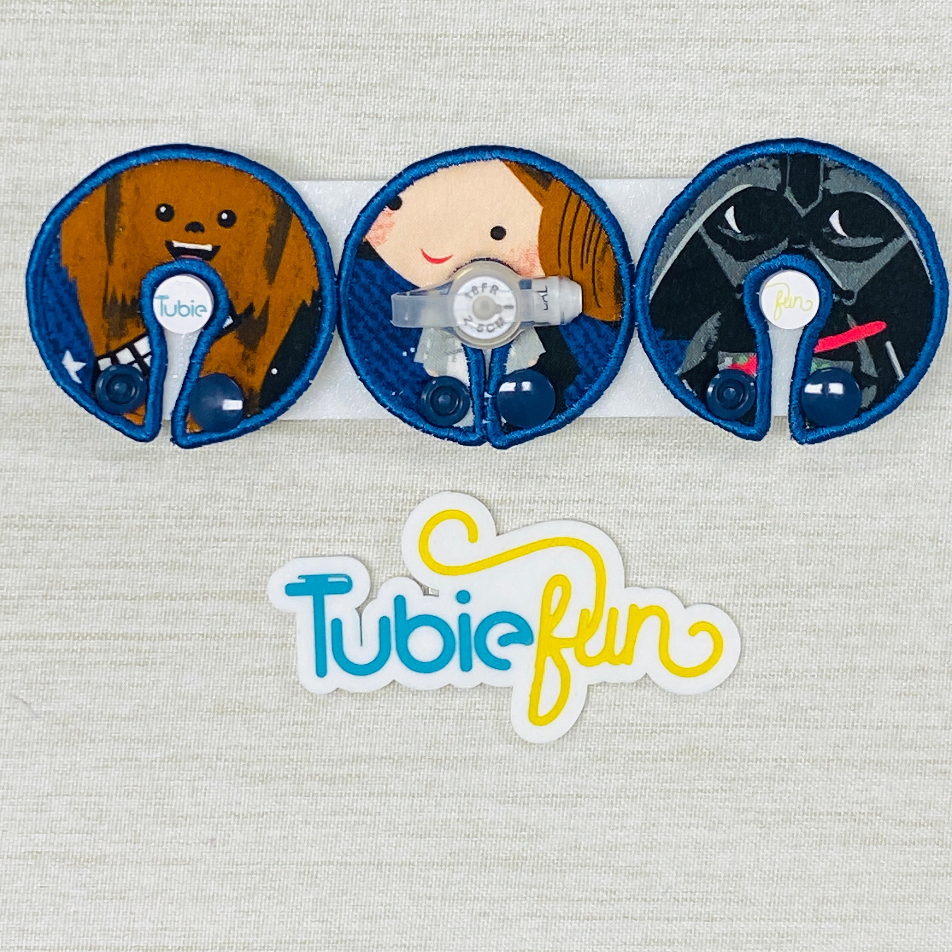 G-Tube Button Pad Cover - Rebel Cartoon s on Blue – Tubie Fun