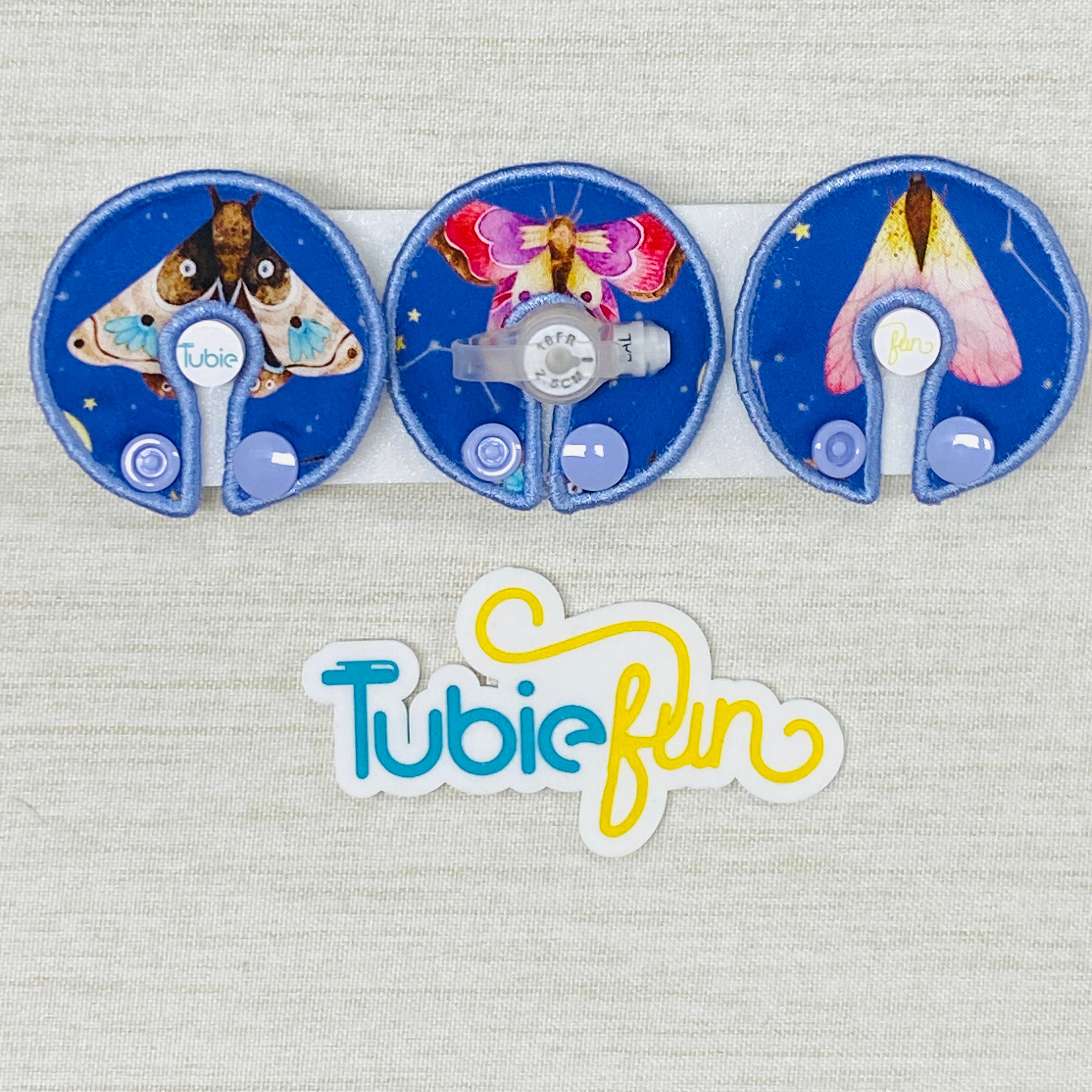 G-Tube Button Pad Cover - Coloured Moths – Tubie Fun