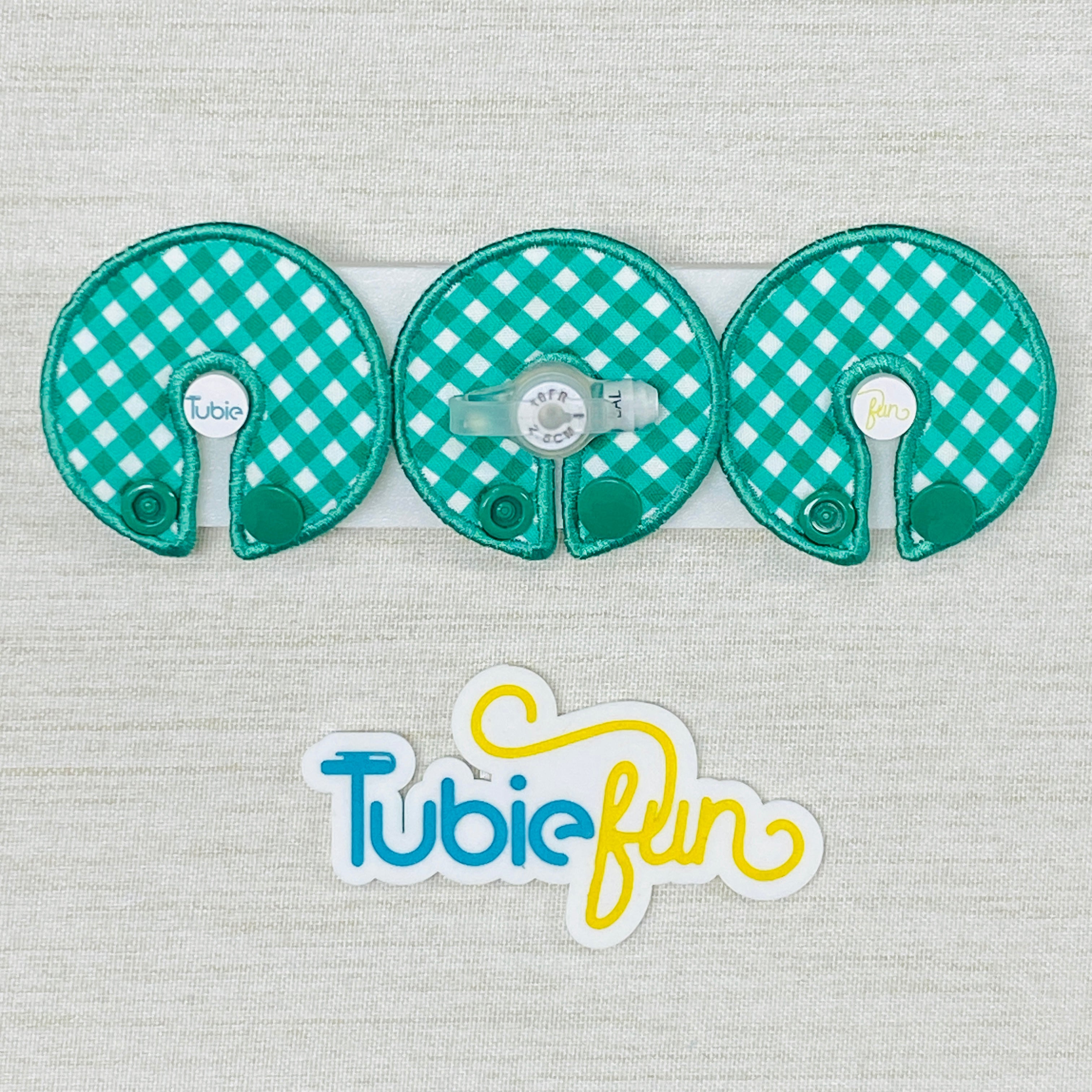 G-Tube Button Pad Cover - Green Gingham – Tubie Fun