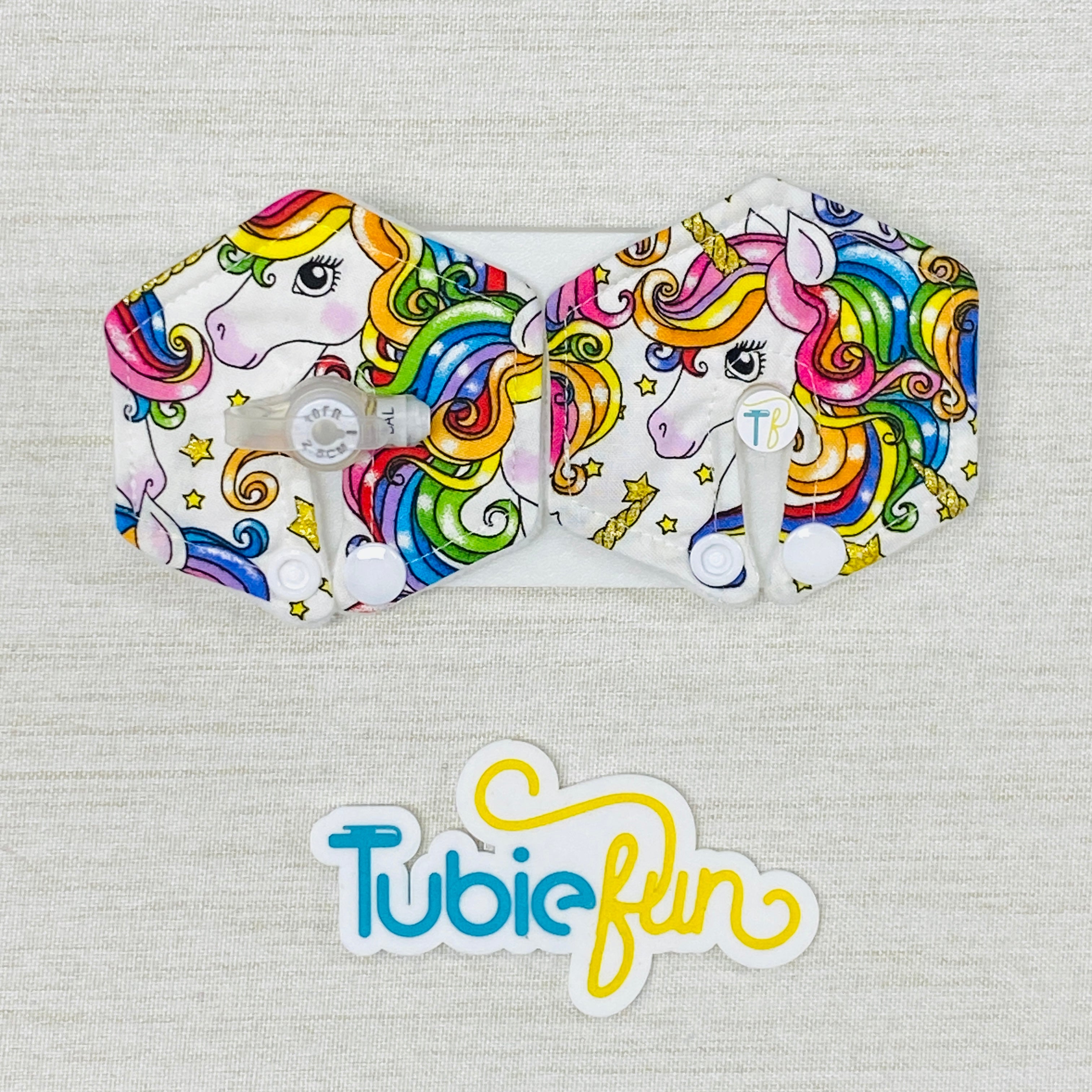 Hexagon G-Tube Button Pad Cover - Rainbow Unicorn – Tubie Fun